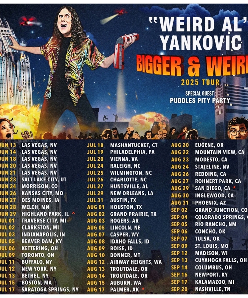 Weird Al Yankovic - Bigger & Weirder 2025 Tour - 06 July 2025 - Fraze ...