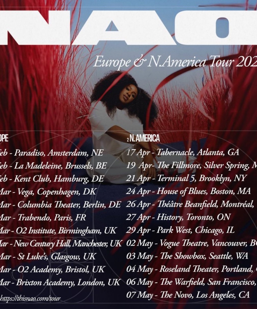 NAO - Europe & North America Tour 2025 - 21 April 2025 - Terminal 5 - Event/Gig details ...