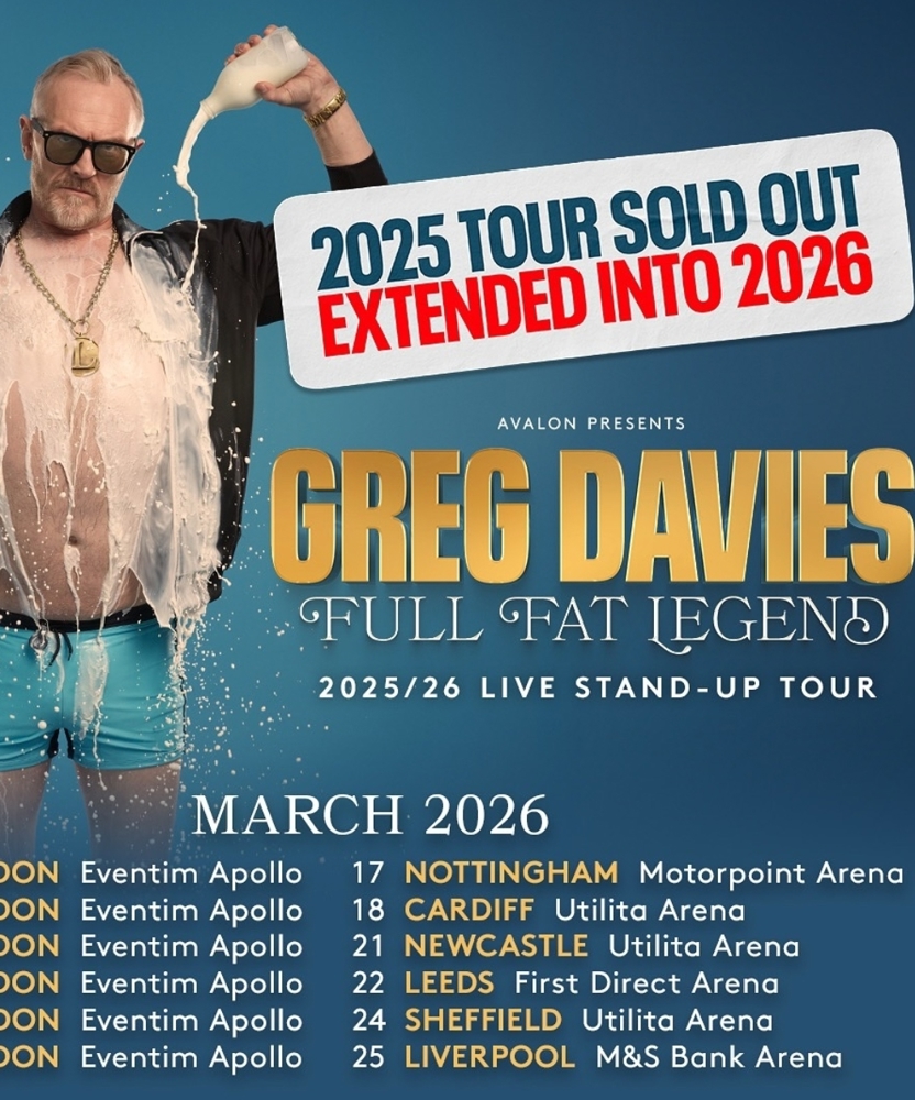 Greg Davies - Full Fat Legend Tour - 14 March 2026 - Eventim Apollo - Event/Gig details ...
