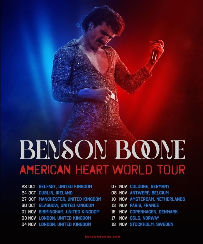 Benson Boone - American Heart World Tour - 27 October 2025 - Co-op Live ...