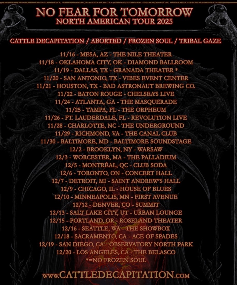 Cattle Decapitation - No Fear For Tomorrow North American Tour - 24 ...