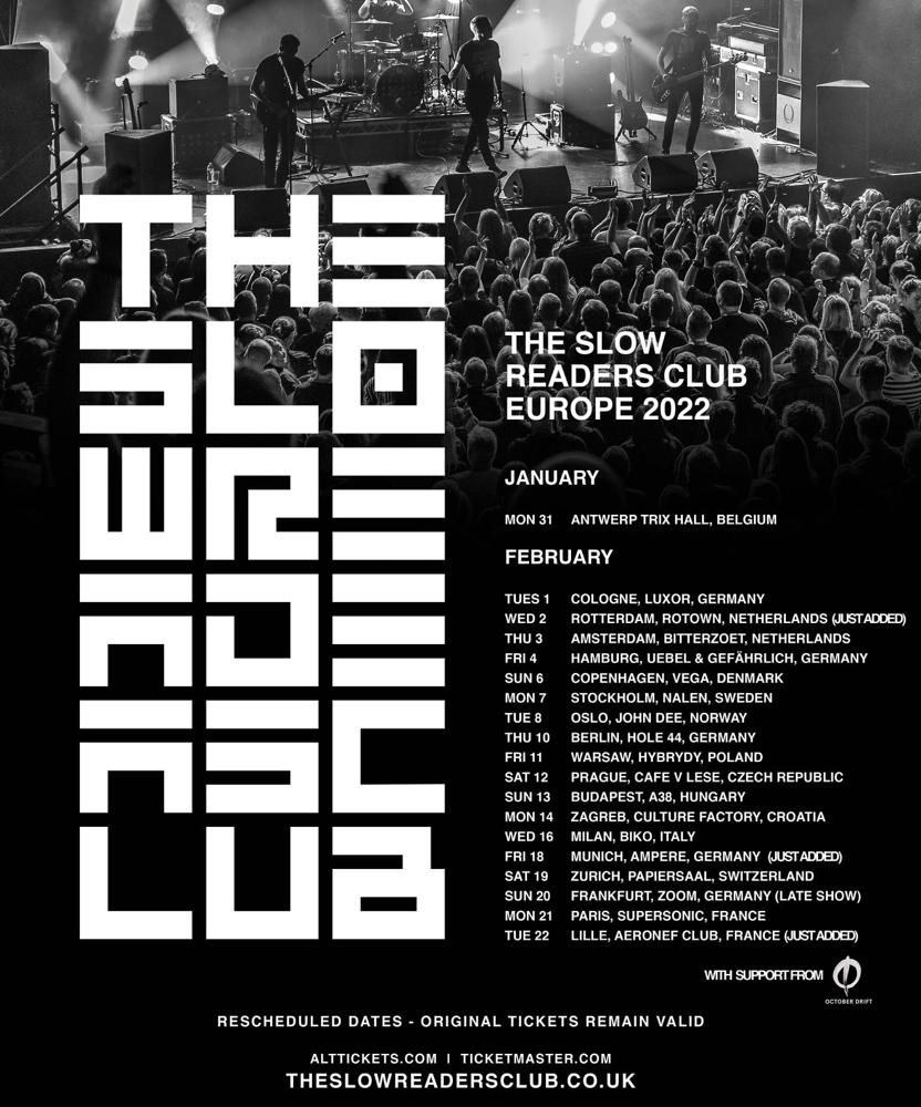 The Slow Readers Club - European Tour 2022 - 11 February 2022 - Klub Hybrydy - Event/Gig details ...