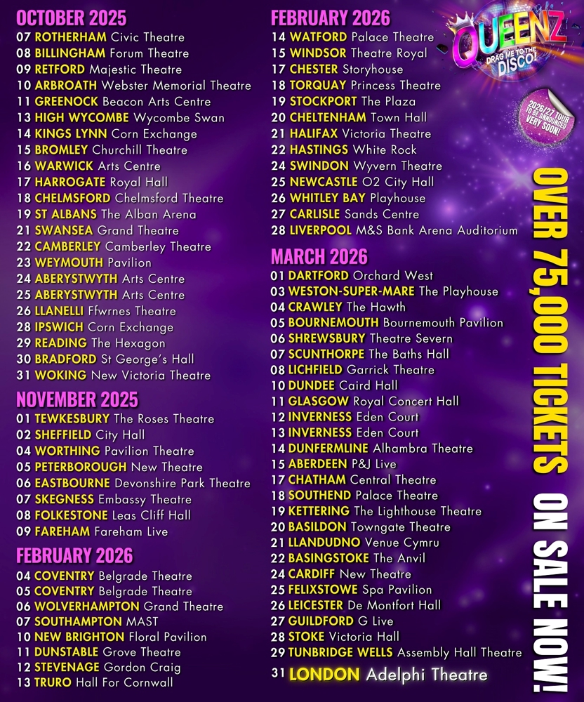 Queenz - Drag Me To The Disco Tour - 07 November 2025 - Embassy Theatre ...