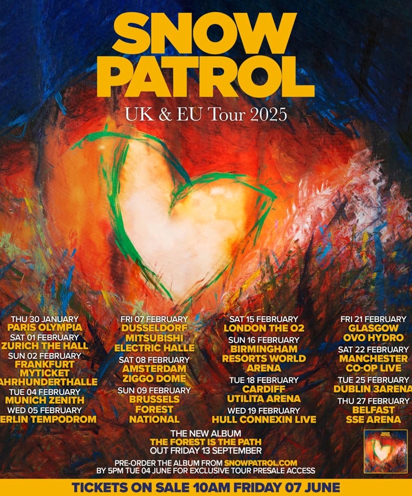 Snow Patrol - UK & EU Tour 2025 - 15 February 2025 - The O2 - Event/Gig ...