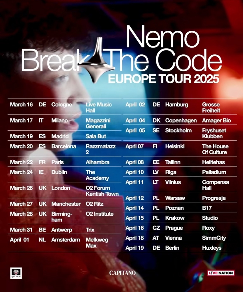 Nemo - Break The Code Tour 2025 - 27 March 2025 - O2 Ritz - Event/Gig ...