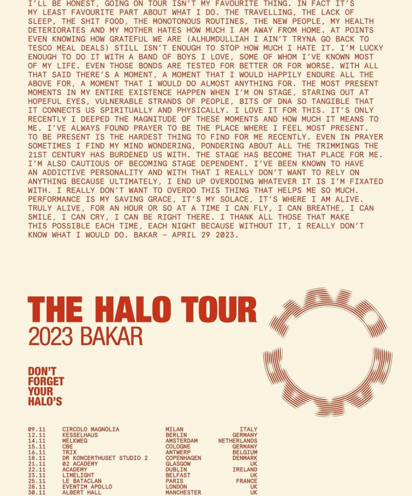 Bakar - The Halo Tour 2023 - 28 November 2023 - Eventim Apollo - Event ...
